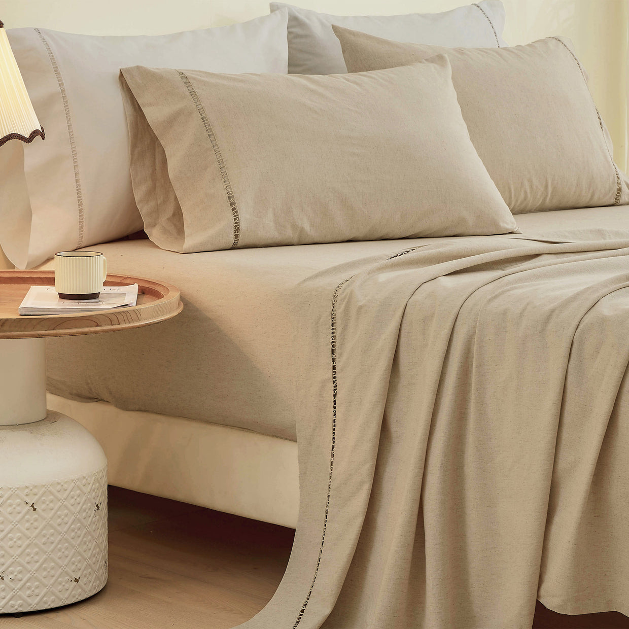 55% Linen + 45% Cotton Blend Fitted Sheet – Simple&Opulence