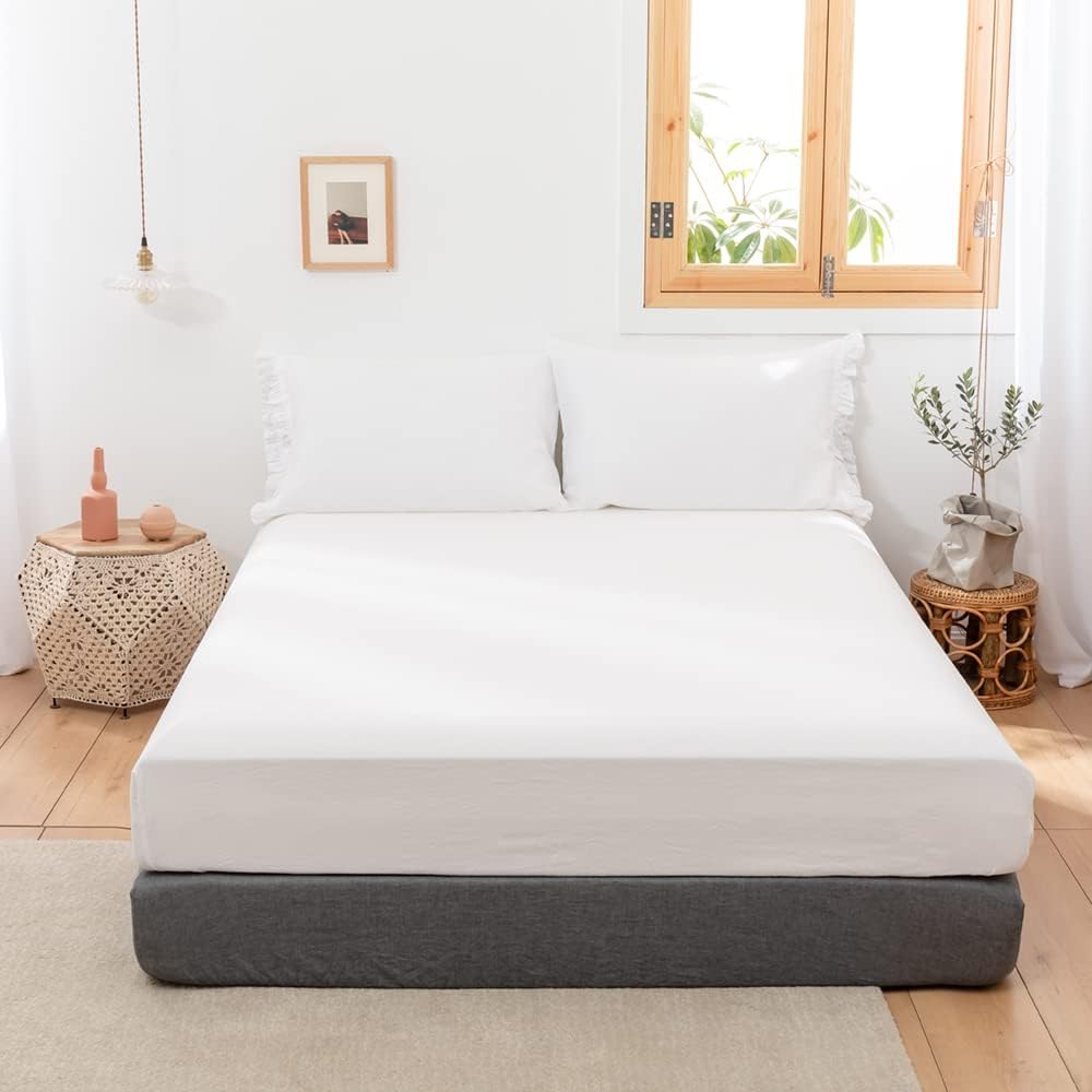 55% Linen + 45% Cotton Blend Fitted Sheet – Simple&Opulence