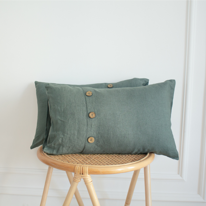 Linen Lumbar Pillow Cover - Coconut Button – Simple&Opulence