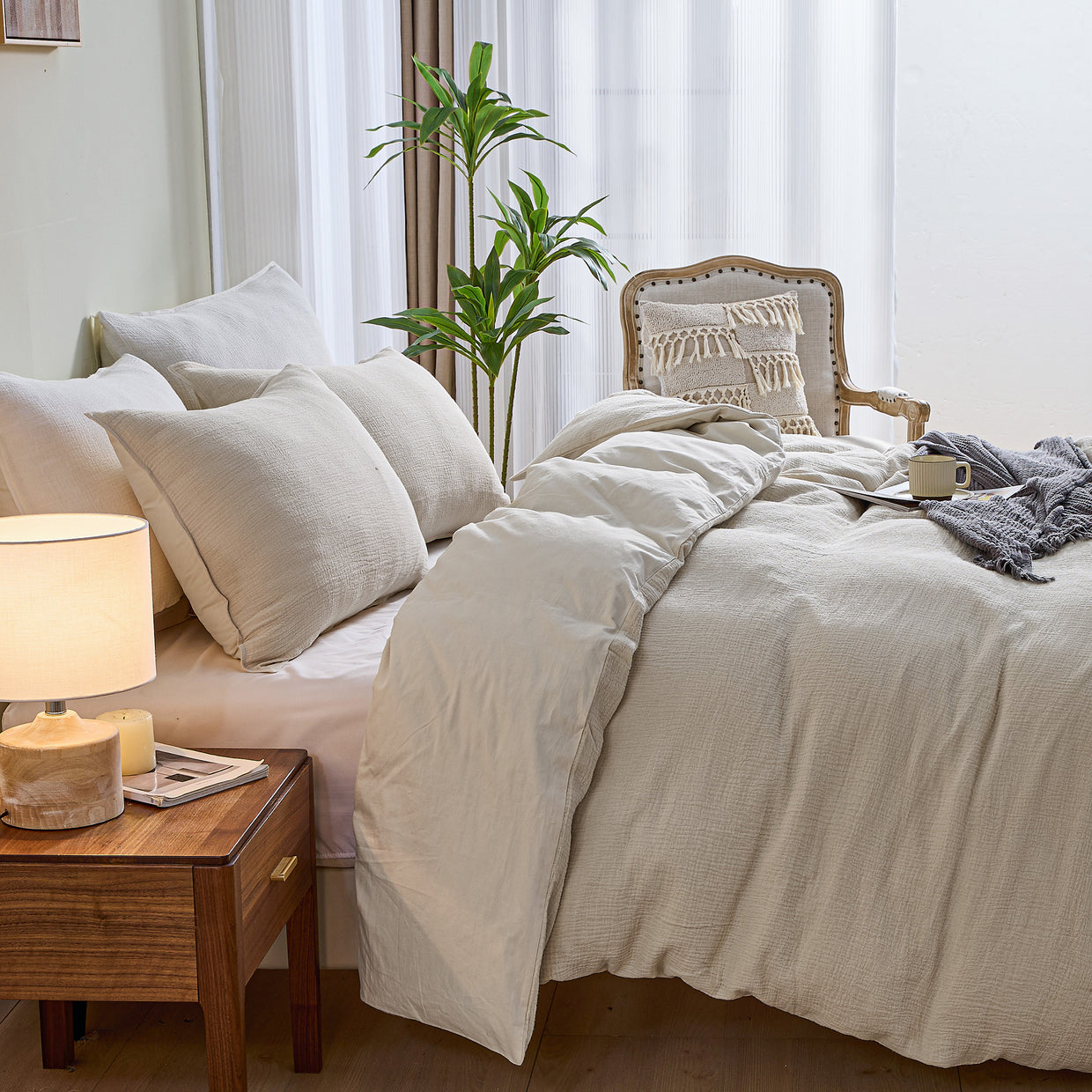 55% Linen + 45% Cotton Blend Fitted Sheet – Simple&Opulence