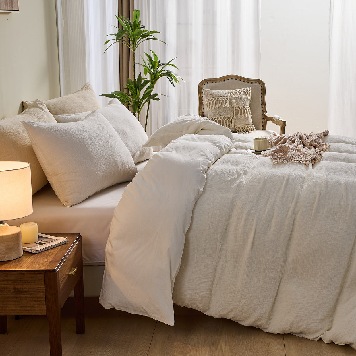 55% Linen + 45% Cotton Blend Fitted Sheet – Simple&Opulence