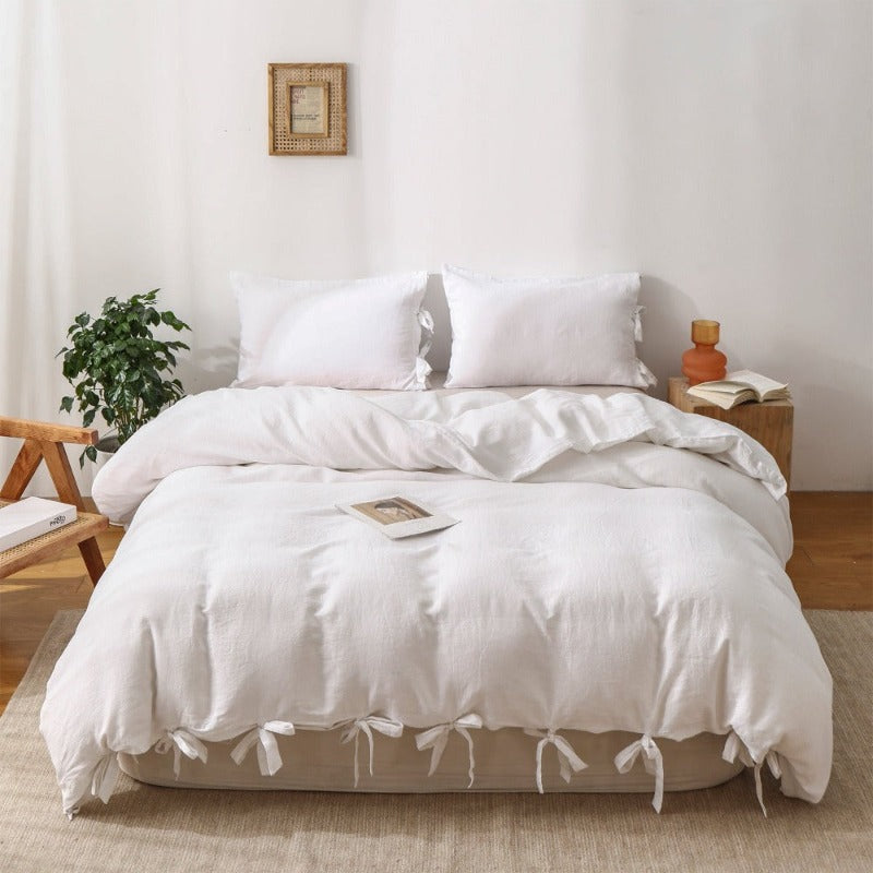 Linen Duvet Cover Set - Bowknot Ties – Simple&Opulence